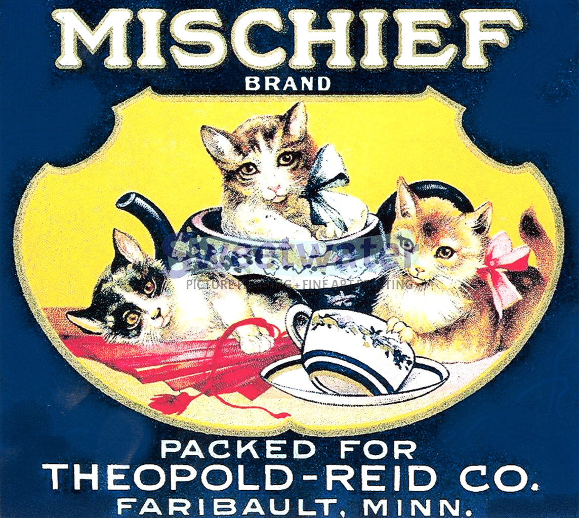Mischief Vintage Crate Label – Sweetwater Picture Framing